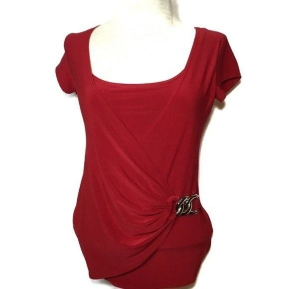 jason maxwell | Tops | Vintage Jasonmaxwell Wrap Top Red With Buckle ...